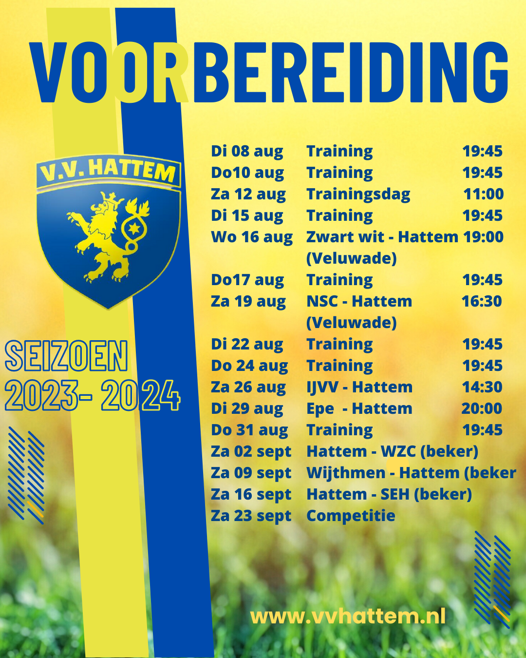 1ste selectie start met voorbereiding seizoen 2023-2024 – vv Hattem
